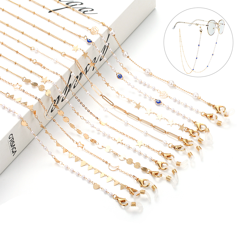 Sunglasses Chain Mask Hanging Chain Rose Flower Pearl Glasses Chain Mask Holder