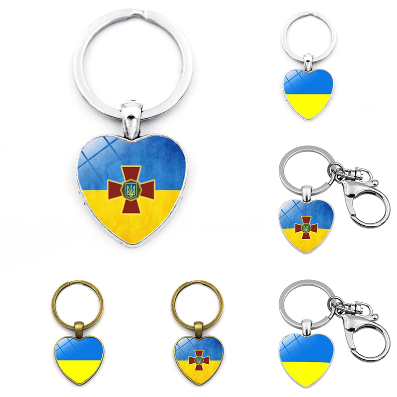 UKRAINE FLAG KEYCHAIN Accessories Ukrainian Flag Glass Pendant Bag Car ...