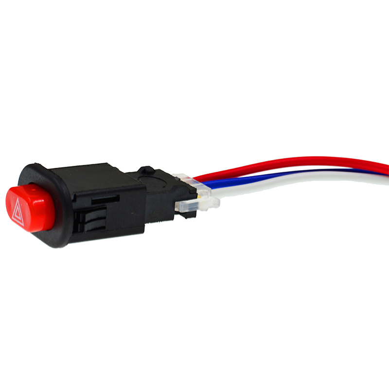 12V Motorcycle Switch Hazard Light Switch Button with 3 Wire Built-in Lock