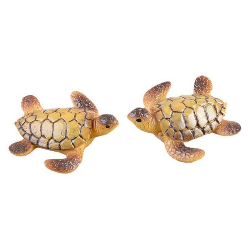 2Pcs Mini Sea Turtle Model Resin Turtle Figurines Fish Tank Miniature ...
