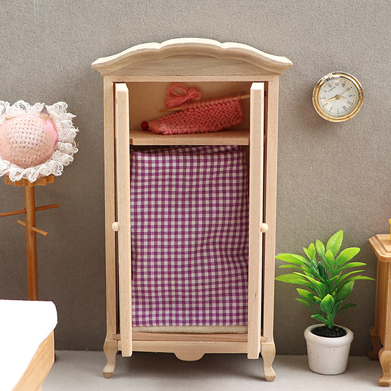 1:12 Dollhouse Miniature Wardrobe Model Storage Box Cabinet Furniture ...
