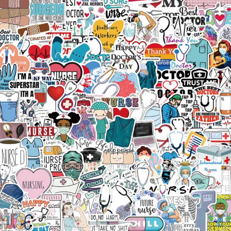 100 NURSE MEDICAL Stickers Doctor Vinyl Luggage Planner Laptop ...