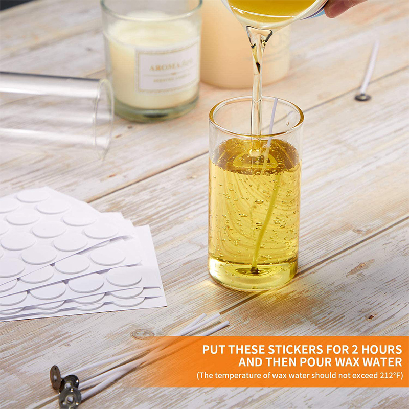 100pcs 15mm Candle Wick Stickers Candle Making Round Sticker for Wax ...