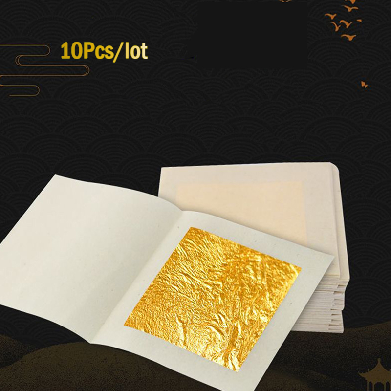 10Pcs 24K Gold Foil Edible Gold Leaf Sheets For DIY Cake Decoration ...