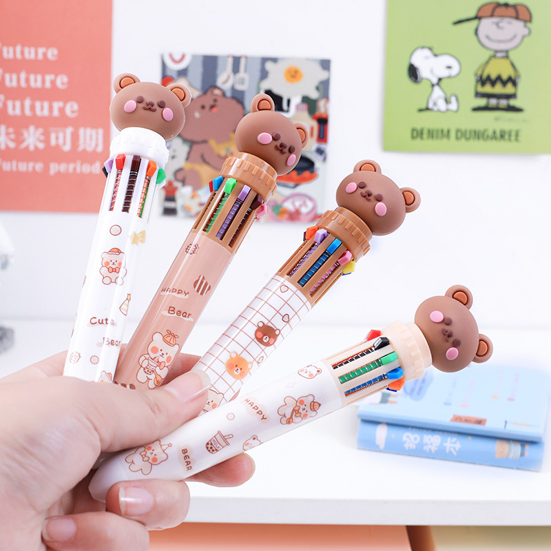 10 Colors Cute Cartoon Bear Ballpoint Pen School Office Supply Stationery