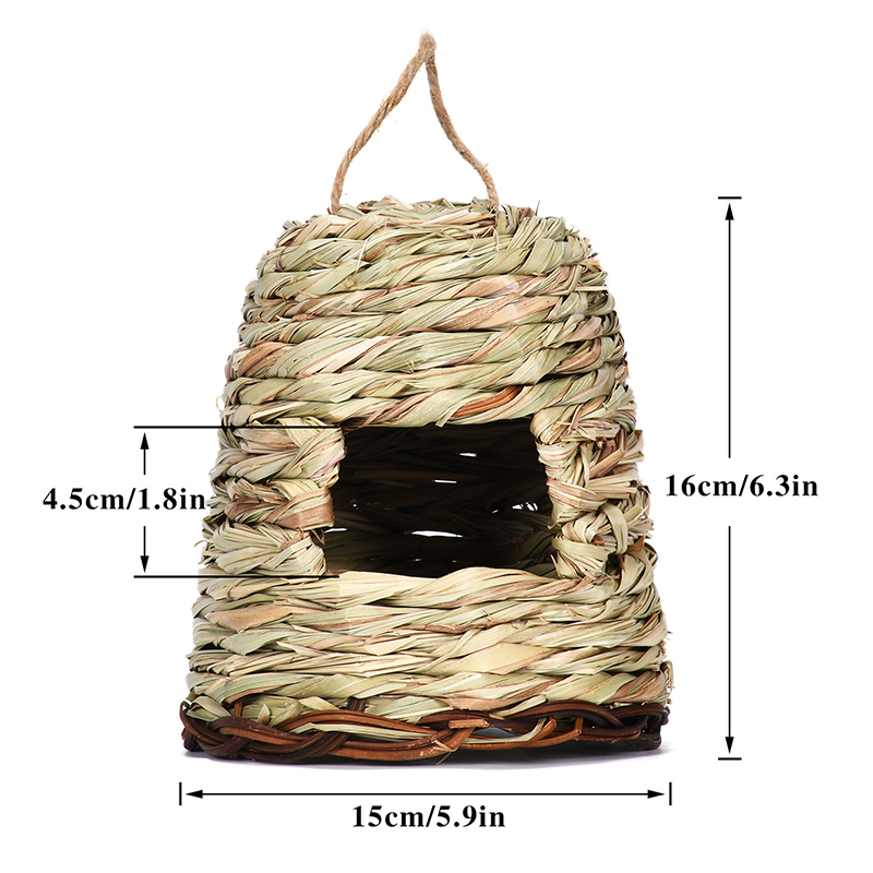 Round Bottom Natural Bird Nest Hanging Birdhouse Hand-Woven Bird Hut Shelter ba
