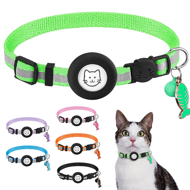 Airtag Pet Collar Reflective Nylon Adjustable Collar For Cat Puppy Anti-lost H❤W