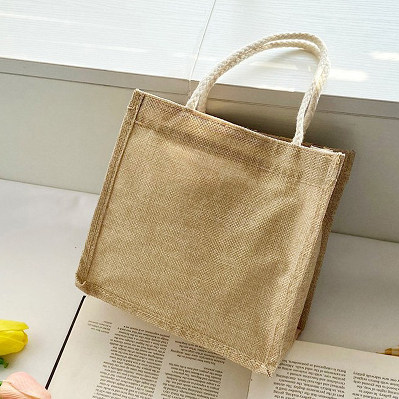 Women Cute Bear Pattern Shoulder Bag Flax Girl Student Handbag Mini ...