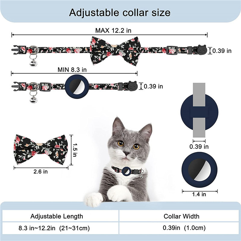 Airtag Protective Case Personalized Dog Cat Collar With Bowtie Kitten Collar