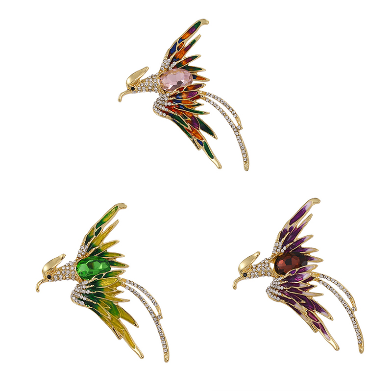 Crystal Phoenix Bird Brooches For Women Men Enamel Colorful Bird Brooch ...