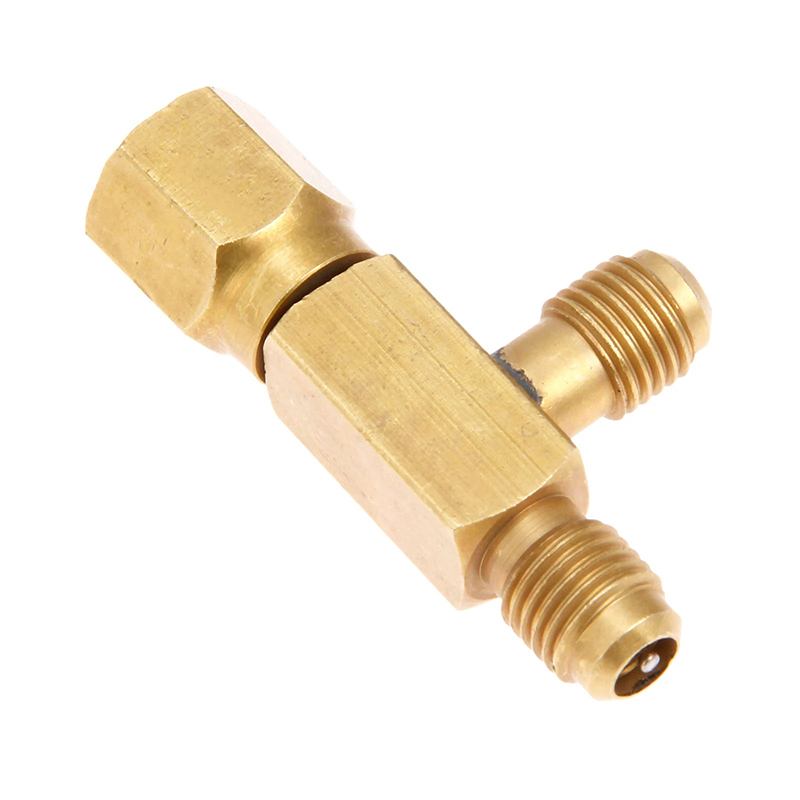 1pc Brass Tee Adapter Converter 1/4" Male And Female SAE Flare Swivel Connector