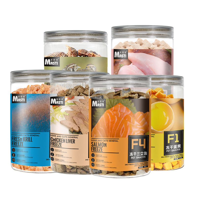 Pet Freeze Dried Cat Food Snack Dog Treat Chicken Liver Egg Yolk Krill Salmon
