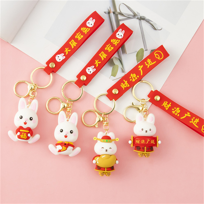 Portachiavi Capodanno Cartoni animati Coniglio Portachiavi Moda Ciondolo Auto Anello Chiavi Coppia Regalo
