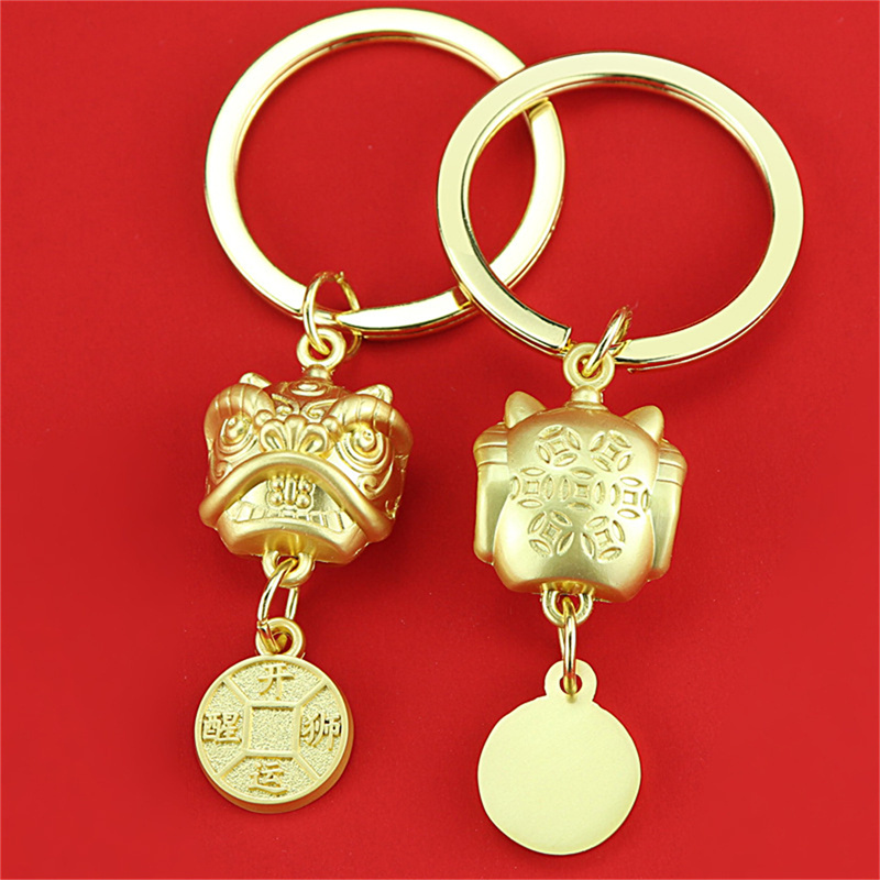 Ciondolo Portachiavi Testa Danza di Leone Capodanno Metallo Re Leone Portachiavi G Th