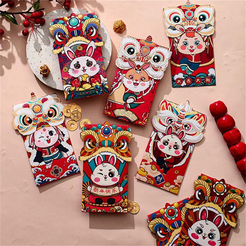 4Pcs 2023 Year Of The Rabbit Spring Festival Red Packet Cartoon Red ...