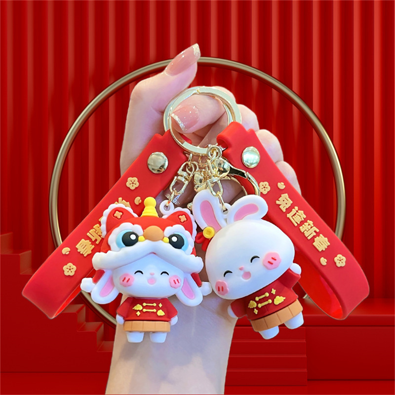 Portachiavi Capodanno Cartoni animati Coniglio Moda Ragazza Carina Borsa Ciondolo Auto Anello Chiavi G ZK