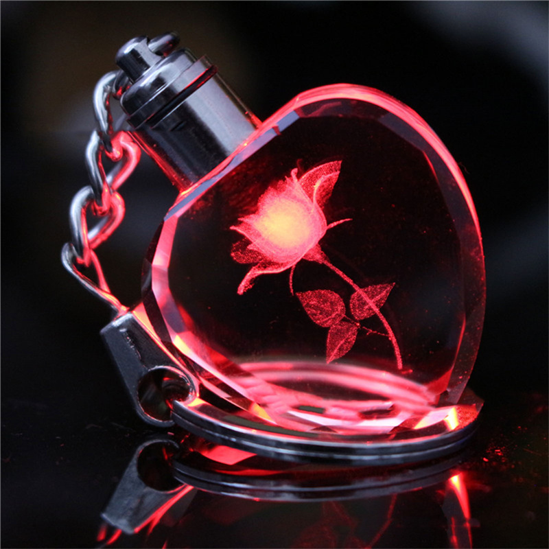 Portachiavi Cristallo Artificiale Cuore Rosa Portachiavi LED Portachiavi San Valentino Regali p