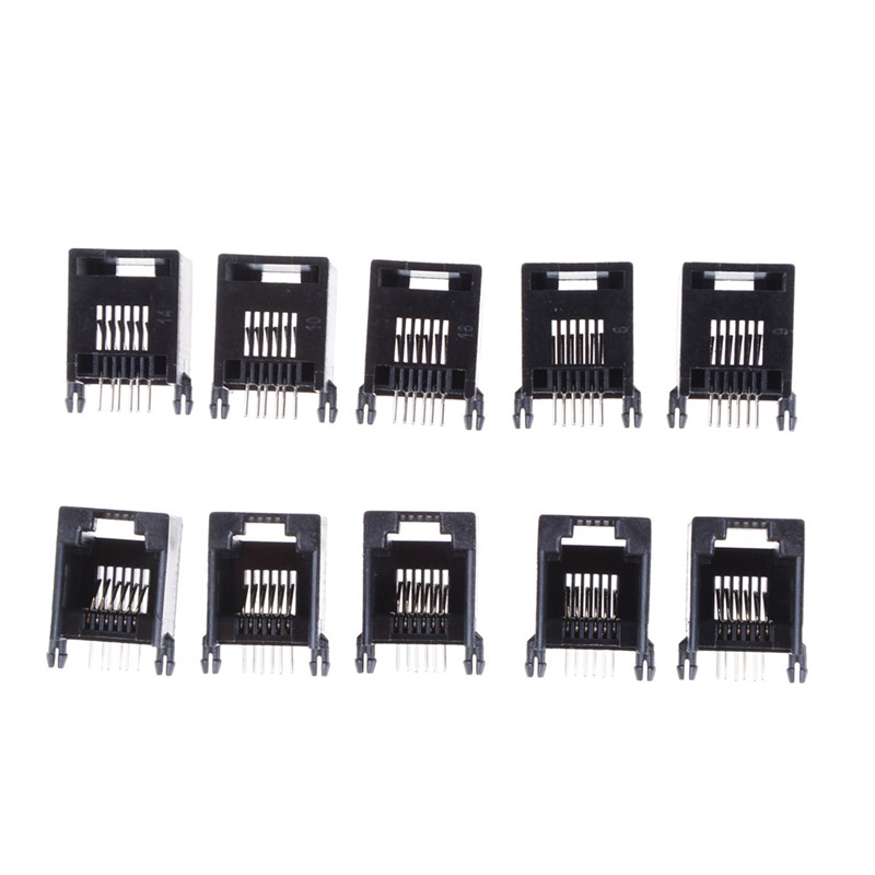10pcs/set RJ11 RJ12 6P6C Computer Internet Network PCB Jack Socket N C ...