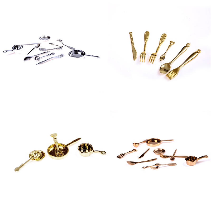 11 Pieces 1/12 Dollhouse Miniature Stainless Steel Dinnerware Set D LM> B | eBay