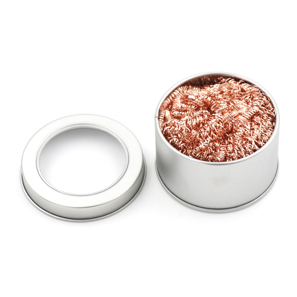 Soldering Iron Tip Cleaning Wire Scrubber Cleaner Ball With Metal Case ...