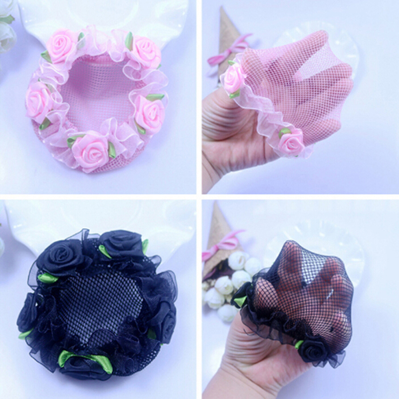 Cute flower girl bun mesh for hair for baby bun net bun cover ...