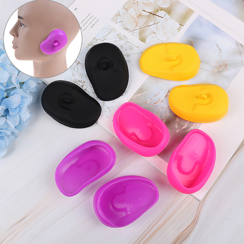 2x Reusable silicone ear cover hair salon dye color shield protector ...
