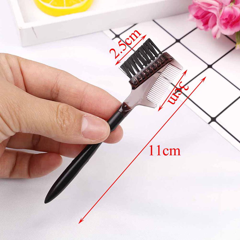 Women double-sides brow comb eyebrow brush wood holder make-up tool ...