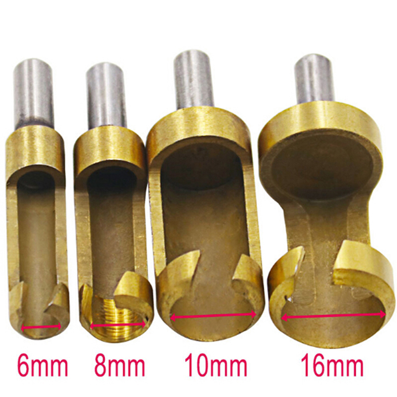4x/set titanium coated plug cutter hole wood timber drill bit 6-16mm ...