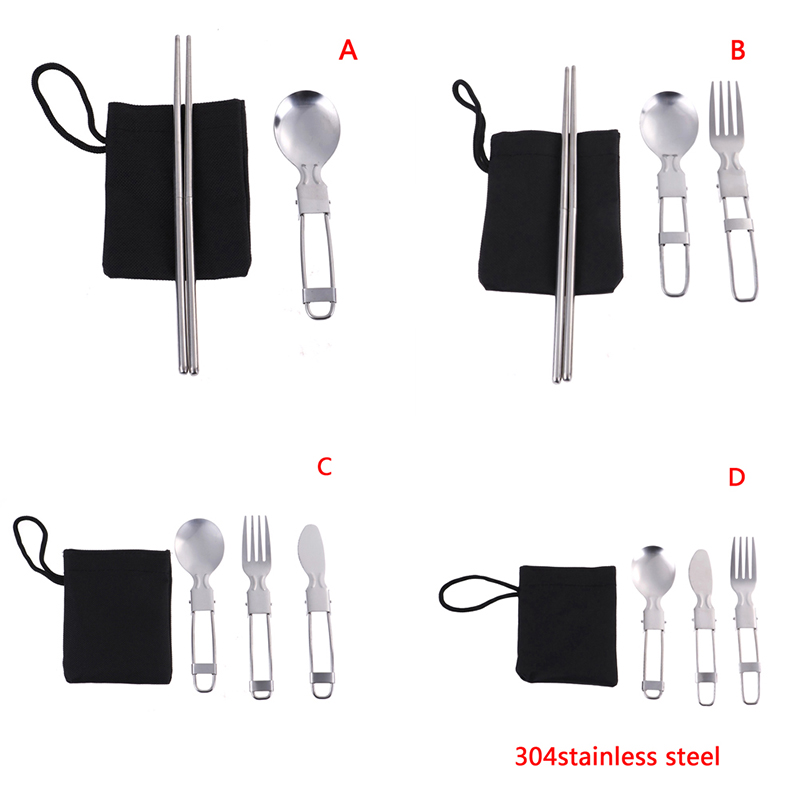 1set Portable Travel Picnic Foldable Cutlery Set Spoon Fork Chopsticks ...