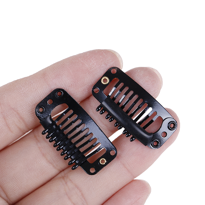 10/100 Toupee wig clips snap clips w/ rubber back hair extension black ...
