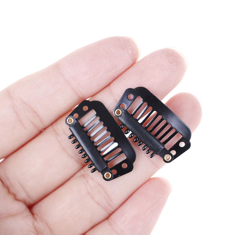 10/100 Toupee wig clips snap clips w/ rubber back hair extension black ...
