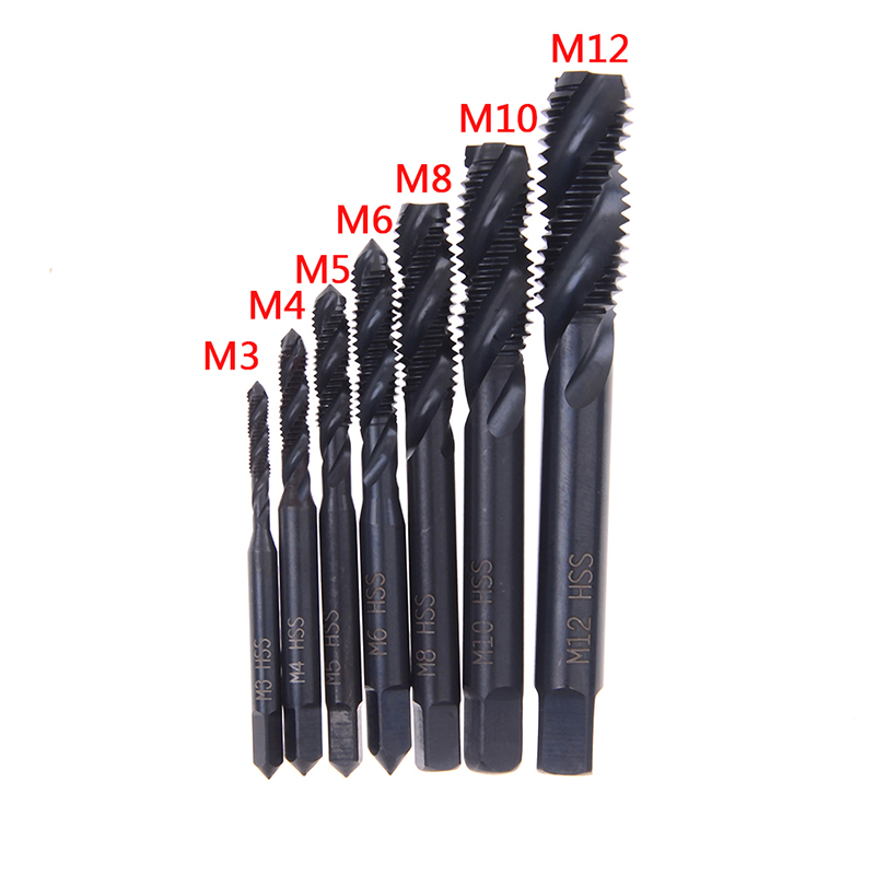 7PCS HSS Machine Screw Thread Metric Plug Tap Drill Set M3 M4 M5 M6 M8 ...