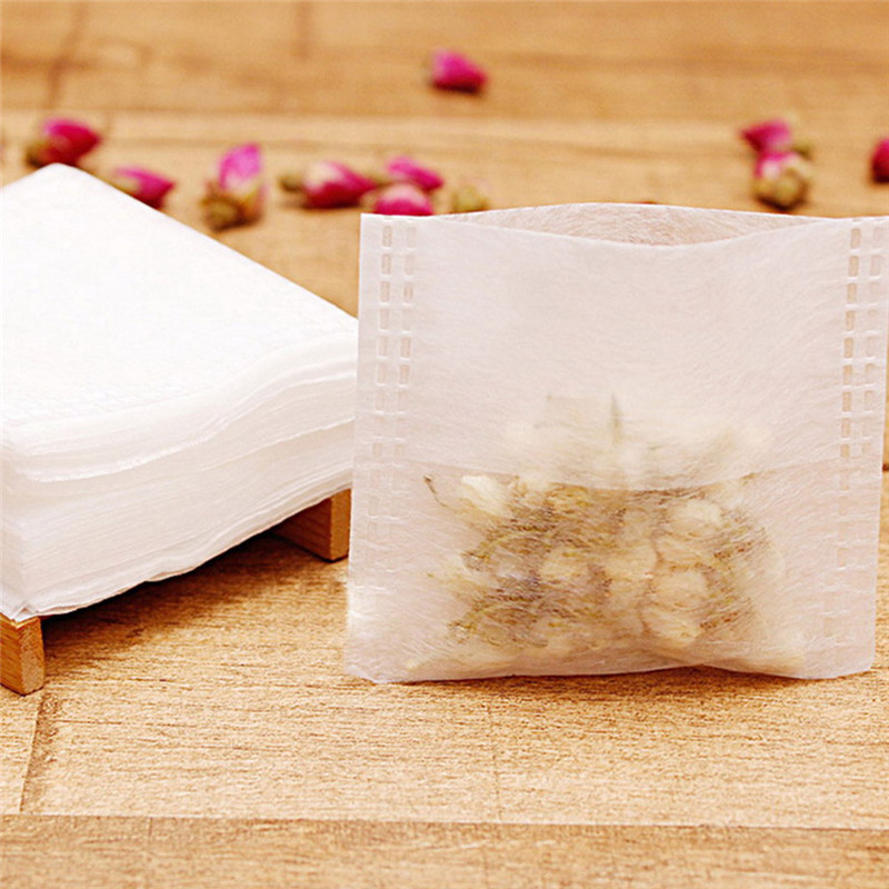 100X Empty Tea Bags Corn Fiber Fold Close Heat Seal Filter Paper Tea ...