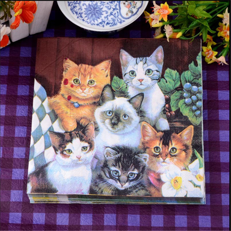Cats Paper Napkin Festive Party Tissue Napkin Wedding Party Baby Shower ...