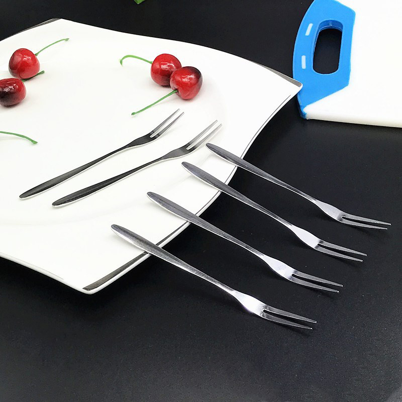 6pcs creative stainless steel fruit sign two tooth fork cake dessert ...