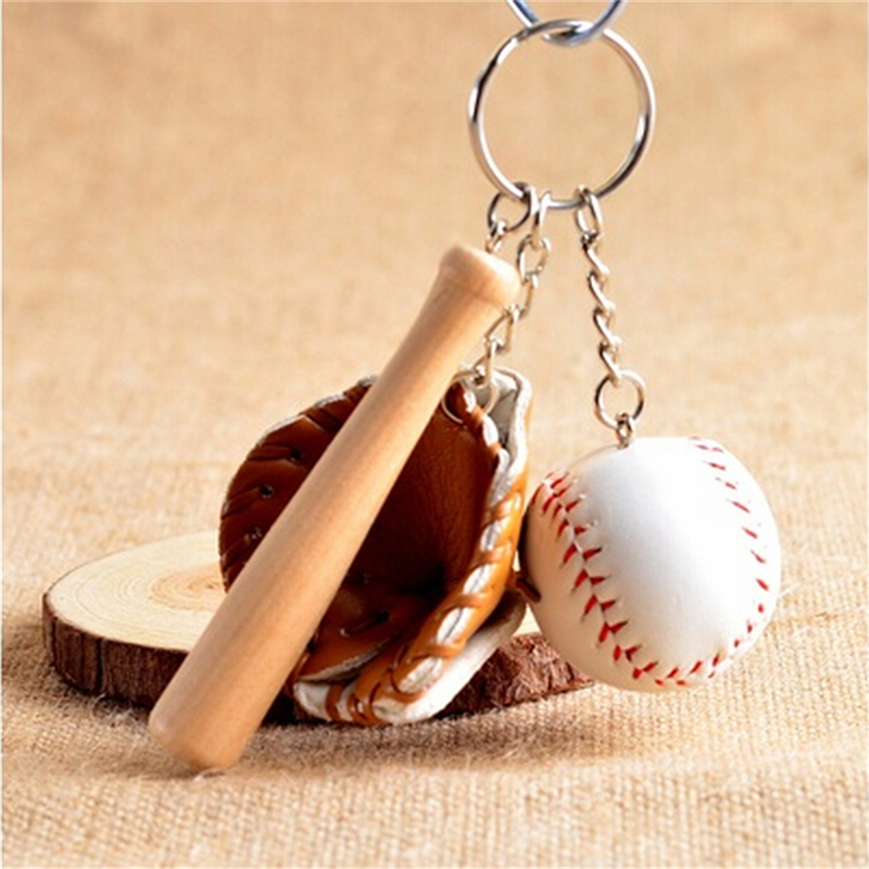3pcs/set Mini Baseball Keychain Sports Souvenir Pendant Baseball Keyring Toy. Th