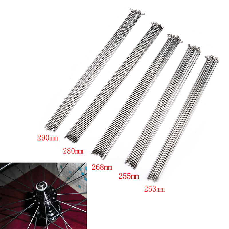 10PCS 14G Stainless Steel Bike Bicycle Spoke Spokes w/ Nipples J bend ...