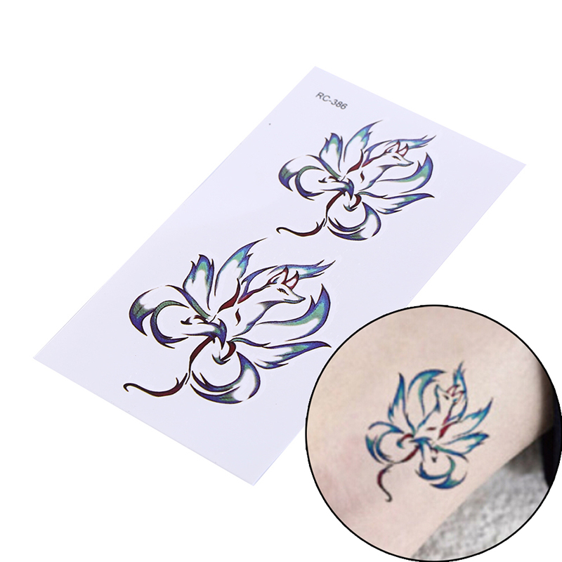 Waterproof Temporary Tattoo Stickers Nine Tail Fox Water Transfer flash ...