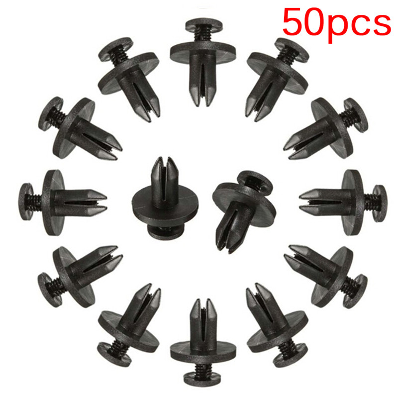 50pcs 6 mm Auto Car Bumper Fender Retainer Push Black Plastic Clips ...