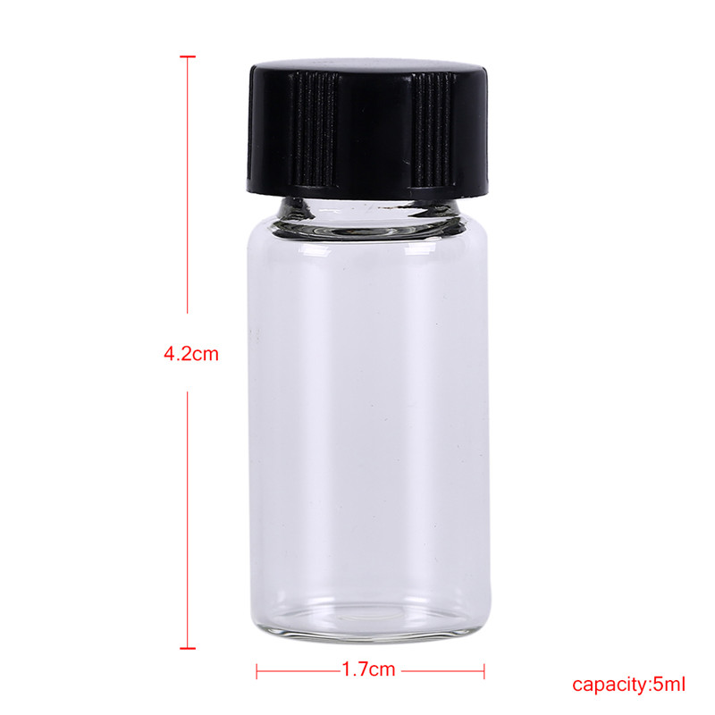 5pcs 5ml small cute lab glass vials bottles clear containers with screw ...