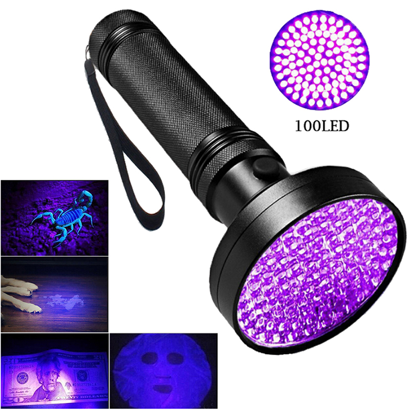 UV 100 Leds Flashlight 395nm Ultra Violet Torch Light Lamp Blacklight ...