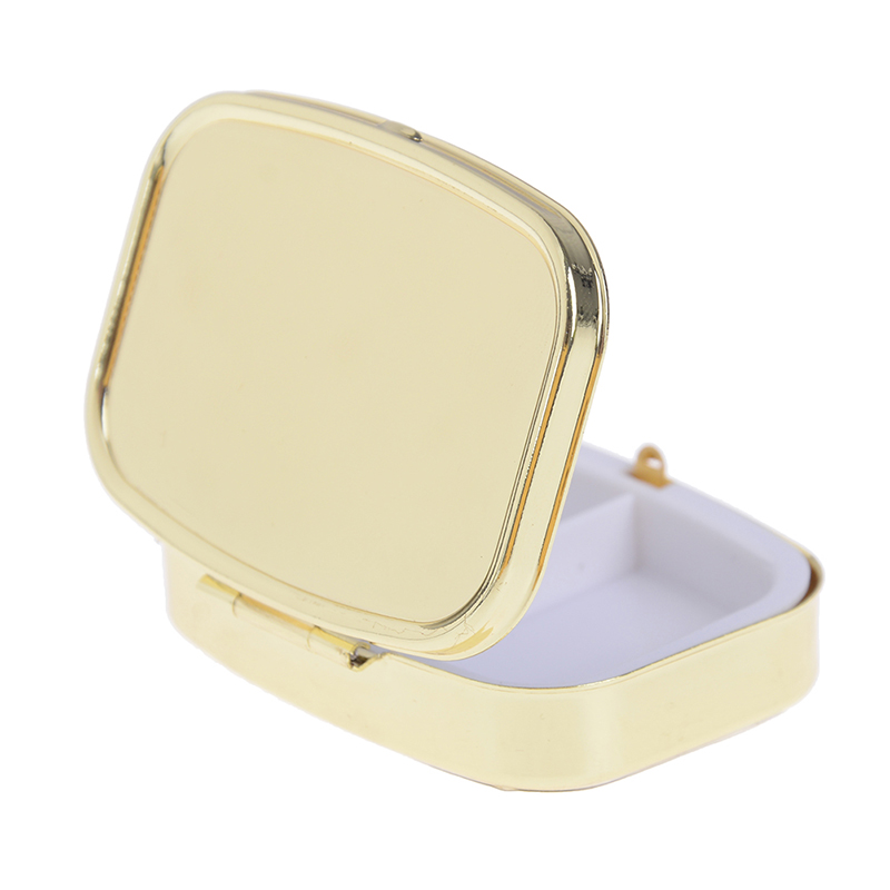 Square 2Grid Moistureproof Metal Folding Pill Case Medicine Storage ...