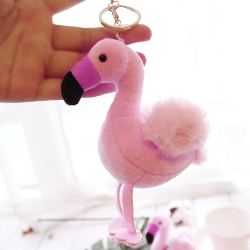 Lovely Flamingo Plush Toy Keychain Ring Pendant Soft Toy Key Ring ...