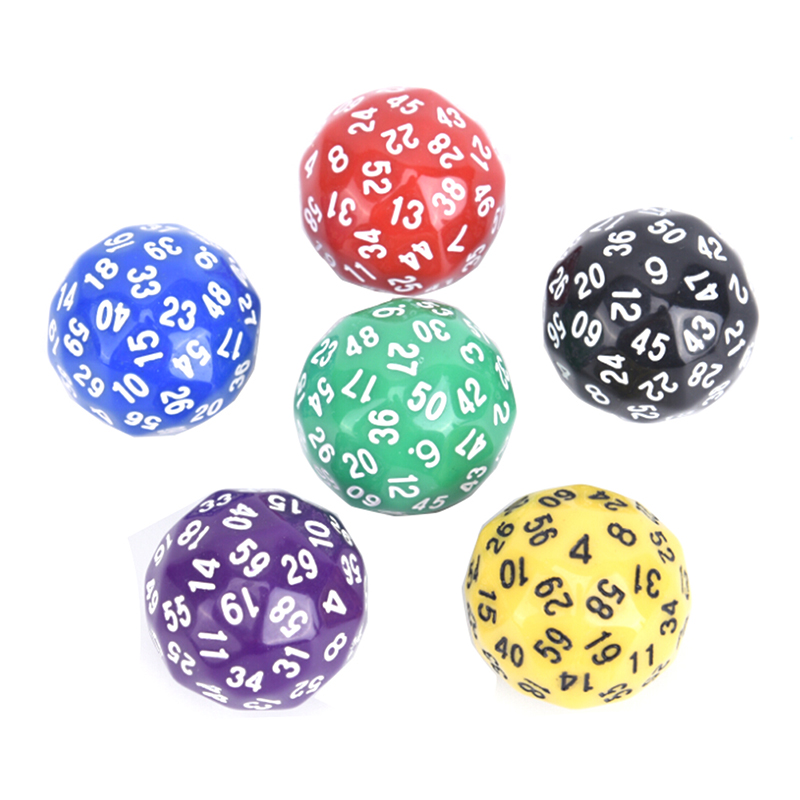 60 Face Gaming Dice Sixty Sided Die Number 1-60 Acrylic Cubes Dice E ...