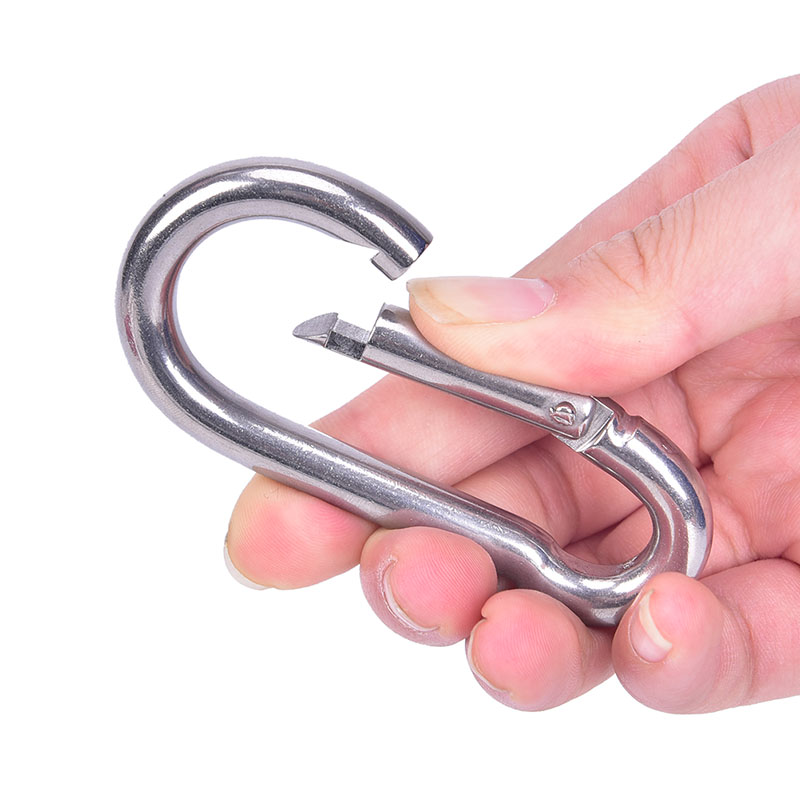 304 Stainless Steel Spring Carabiner Snap Hook Keychain Quick Link Lock ...