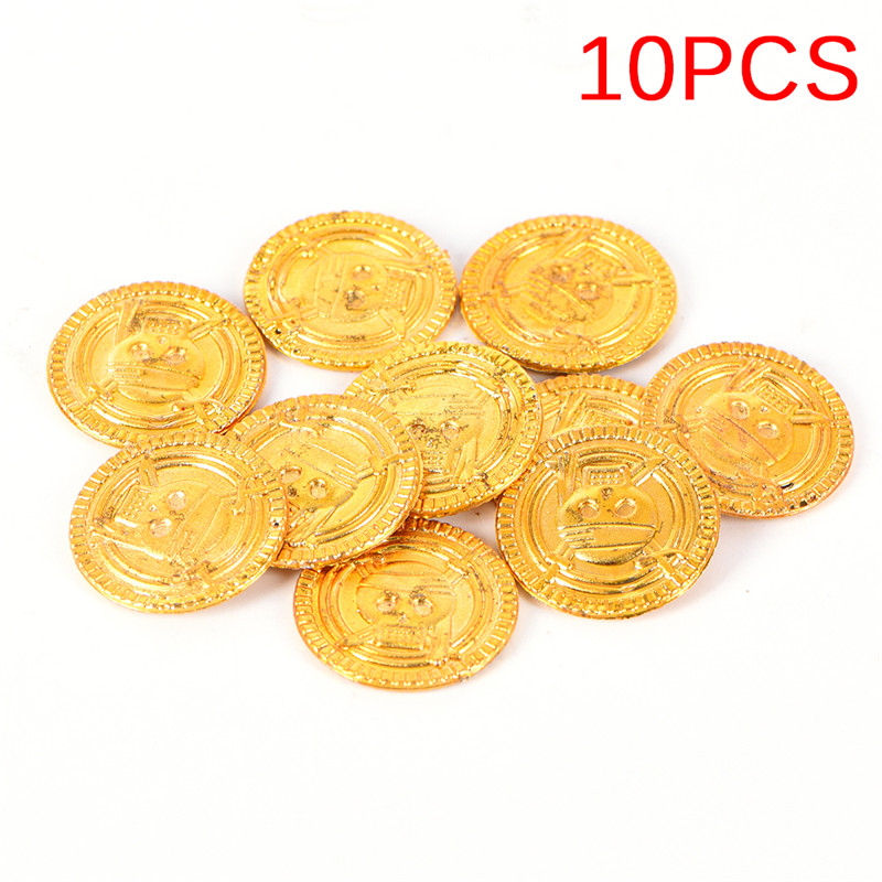 10PCS Plastic Pirate Gold Play Coins Birthday Party Favors Treasure^zh ...